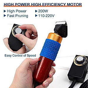 Carpet Trimmer, Wood Handle Electric Tufting Rug Trimmer with Shearing Guide, Low Noise Carpet Carver Clippers Tool Kit for Handmade Tufted Rug and Rug Clean, 200W (Shearing Guide Included)