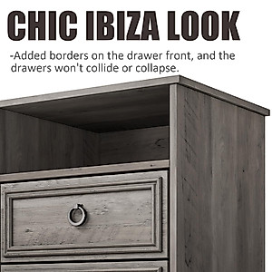 HolliWill Nightstand Set of 2, Night Stand with Drawers, Accent Bed Side Table and End Table with Open Storage for Bedroom, Living Room,Gray