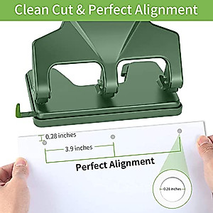 Heavy Duty 3 Hole Punch, 40-Sheet Heavy Duty Paper Punch, 50% Reduced Effort 3-Hole Punch, AFMAT Metal Hole Puncher 3 Ring, Three-Hole Paper Puncher w/Large Chip Tray for Classroom, Office, Green