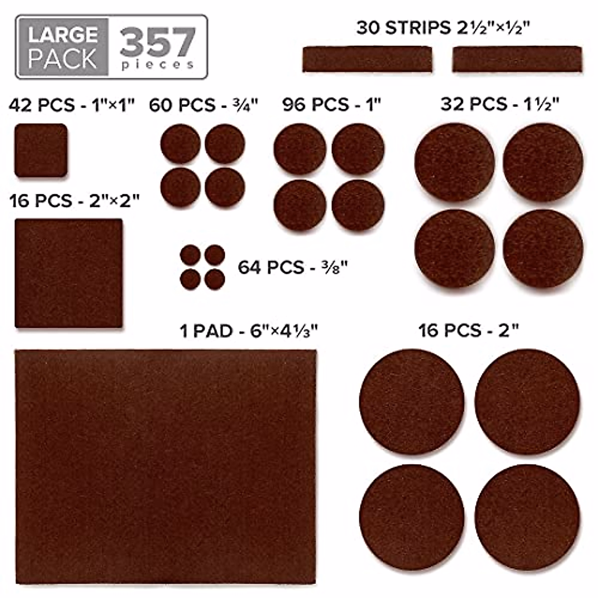 X-PROTECTOR 357 pcs Premium Huge Pack Felt Furniture Pads! Quantity of Furniture Sliders with Many Big Sizes – Your Ideal Floor Protectors. Protect Your Hardwood & Laminate Floor!