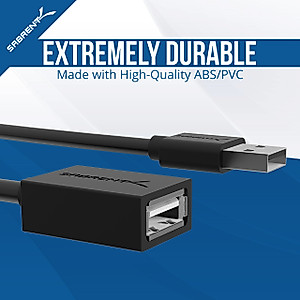 SABRENT 22AWG USB 2.0 Extension Cable A Male to A Female [Black] 6 Feet (CB-2060)