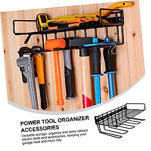 CHILDWEET Tool Storage Box Drill Holder Wall Mount Peg Board Organizer Accessories Power Tool Organization Wire Management Rack Garage Tool Wall Organizer Workshop Pegboard Tools Iron Black