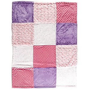 Hudson Baby Unisex Baby Multi-Fabric Panel Plush Blanket, Pink, One Size