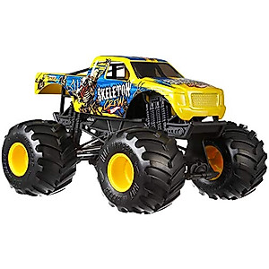 Hot Wheels Monster Trucks Skeleton Crew die-cast 1:24 Scale Vehicle with Giant Wheels for Kids Age 3 to 8 Years Old Great Gift Toy Trucks Large Scales