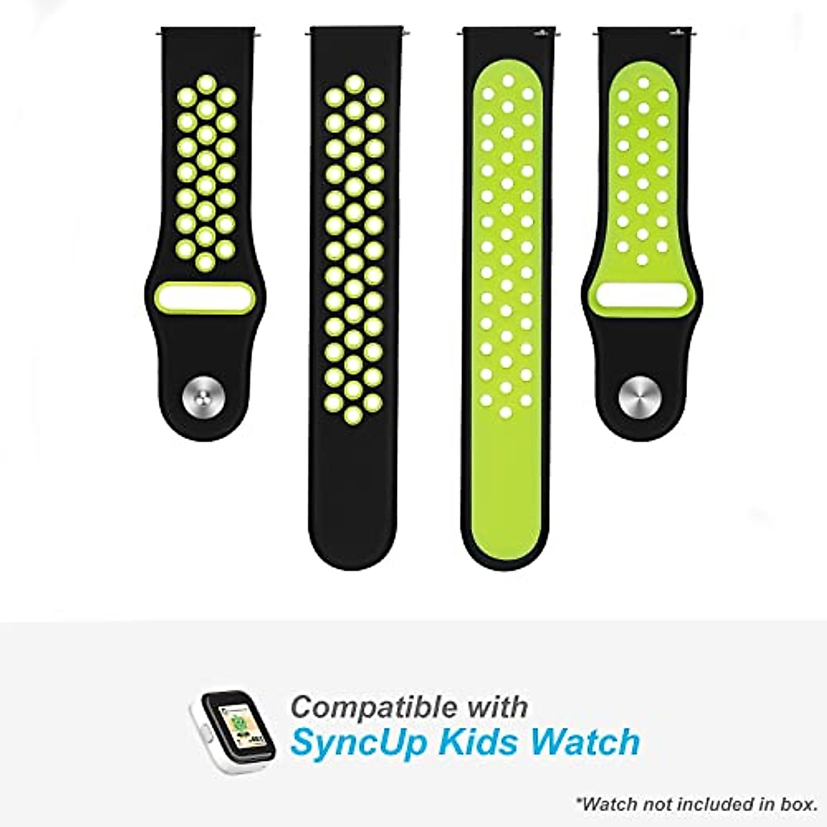 Orisell Kids Watch Band for SyncUp Kids Watch Bands, 20mm Boy Girl Smart Watch Band Replacement with Quick Realease Pins, Breathable Sport Style (Black&Green)