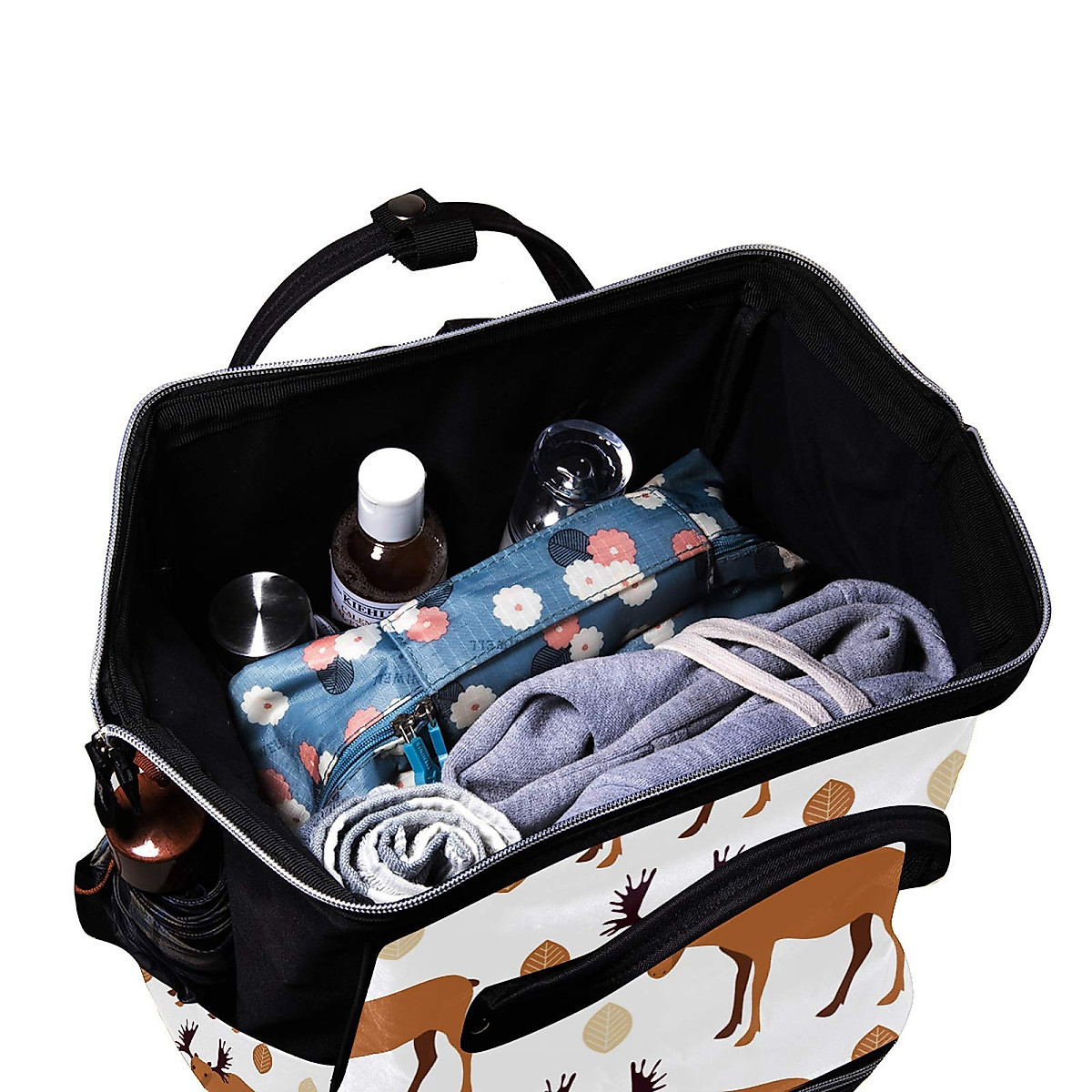 Mooses and Leaves Pattern Diaper Bag Mummy Backpack Large Capacity Baby Bag Multi-Function Travel Backpack Nappy Bags Nursing Bag for Baby Care