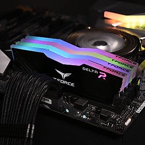 TEAMGROUP T-Force Delta RGB DDR4 32GB (2x16GB) 3600MHz (PC4-28800) CL18 Desktop Gaming Memory Module Ram Black - TF3D432G3600HC18JDC01
