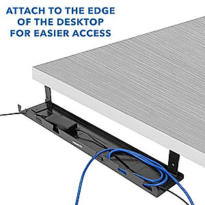 MOUNT-IT! Under Desk Cable Tray [23" Length] Wire Management Basket for Desktop Computers, Laptops, Sit Stand Desks and Workstations (Black)