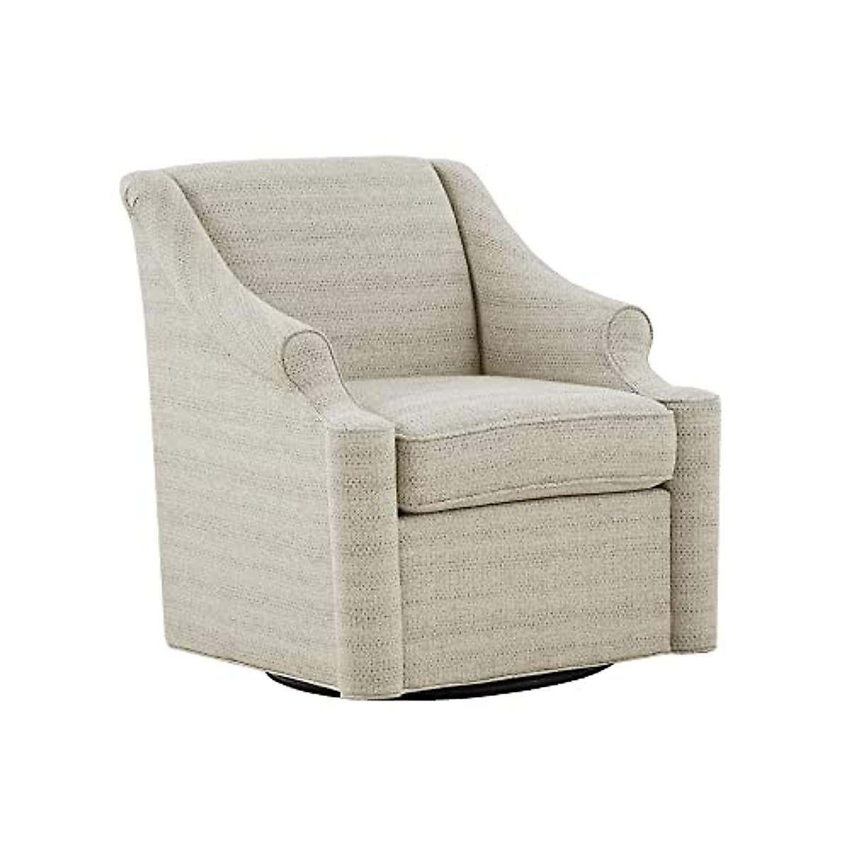 Madison Park Swivel Glider Chair for Living Room, High Back Bedroom Lounge Foam Seat Cushion Upholstered, Nursery Furniture, Metal Base, Fully Assembled, 29.5" W x 30.25" D x 34.5" H, Tan