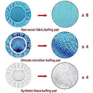 SIQUK 26 Pieces Car Polisher Buffing Pads 6 Inch Car Polishing Pad Kit Foam Polish Pads Wax Bonnets Polisher Buffer Attachment for Drill