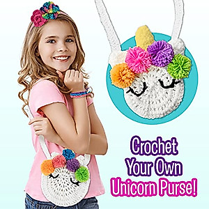 DIY All in One Crochet Knitting Kit for Beginners Starter Arts & Craft Set for Kids Teens Tweens & Adults – How to Learn Make Your Own Yarn Pom Poms – Birthday Gift for Kids Ages 8+