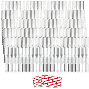 WEBBYBEAR 100 Pieces 3 ml Empty Cuticle Oil Pen, Empty Nail Oil Pen, Transparent Twist Pens with Brush Tip, Cosmetic Lip Gloss Containers Eyelash Growth Liquid Tube, with 5 Stickers