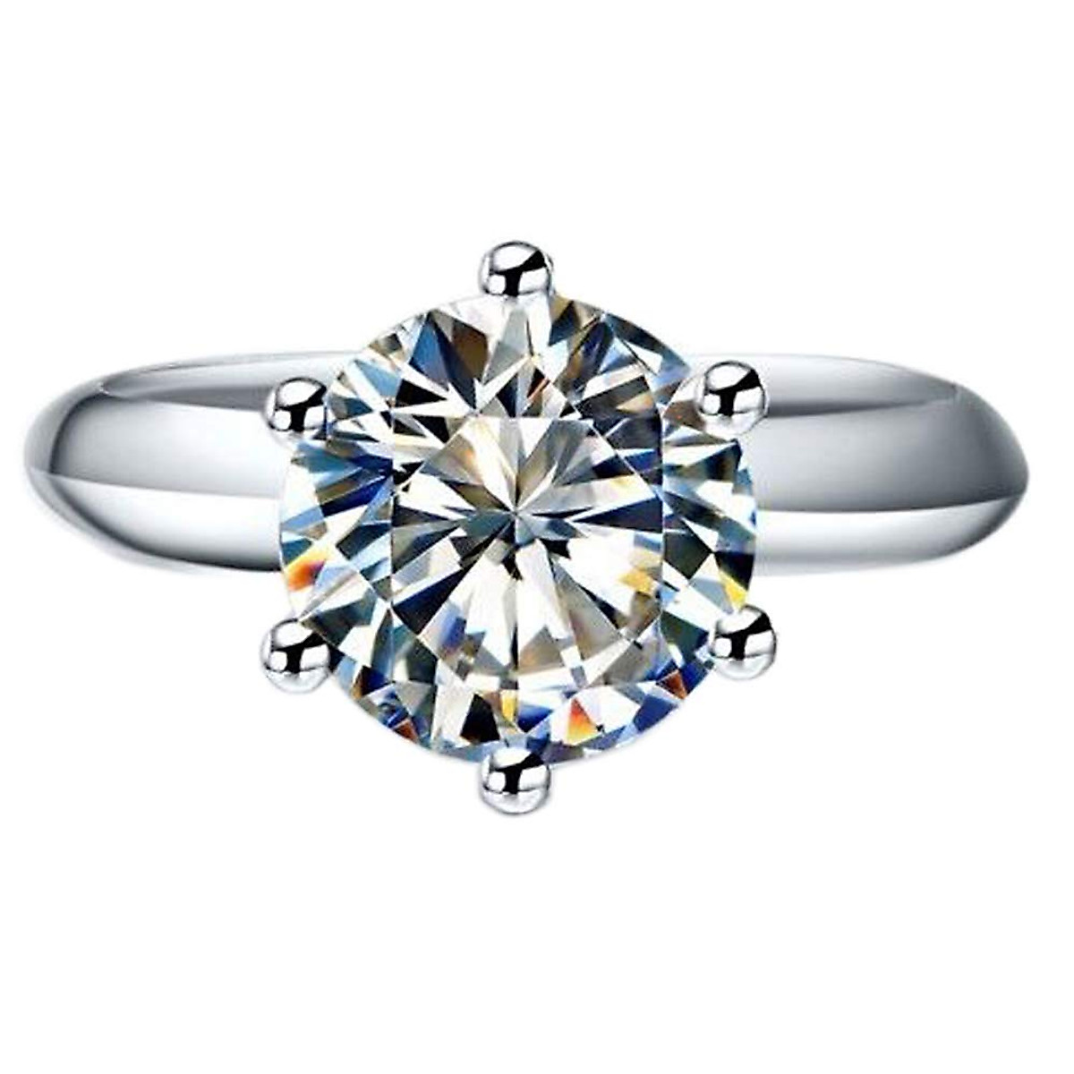 TenFit Jewelry 6 Prongs Elegant 4ct Round Cushion Cut Solitaire Halo Simulated Diamond Anniversary Wedding Ring