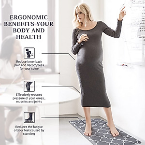 WISELIFE Kitchen Mat and Rugs Cushioned Anti-Fatigue Kitchen mats ,17.3"x 28",Non Slip Waterproof Kitchen Mats and Rugs Ergonomic Comfort Mat for Kitchen, Floor Home, Office, Sink, Laundry , Grey