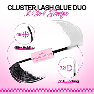 CALAILIS Lash Bond and Seal, Cluster Lash Glue Bond and Seal Lash Glue for Lash Clusters Super Strong Hold and Long Lasting 72 Hours Waterproof Non-irritating Individual Lash Glue for Cluster Eyelash