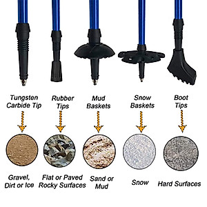 Aihoye Trekking Poles Shock Absorbing Adjustable Hiking or Walking Sticks for Hiking Collapsible Strong, 2-pc Pack Lightweight Walking Pole, All Terrain Accessories and Carry Bag (Blue)