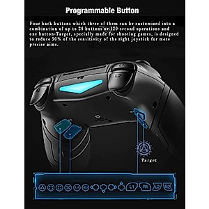 【April 2023 Newly Updated Version】 TJPD Wireless Game Set with 3 programmable Back Buttons and 1 Sensitivity Control Back Button (Black)