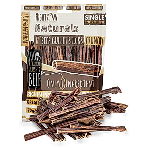 Mighty Paw - Beef Gullet Sticks for Dogs (6 Inch - 30 Pack) | Premium Beef Esophagus Dog Treats. Gullet Sticks, Ideal for Large and Small Dogs Teething and Light Chewing. Rawhide Free, Bulk Dog Chews
