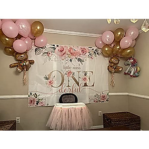 Avezano Miss Onederful Birthday Backdrop Pink Floral 1st Birthday Backdrop Sweet Baby Girl First Birthday Party Decoration Banner (7x5ft)