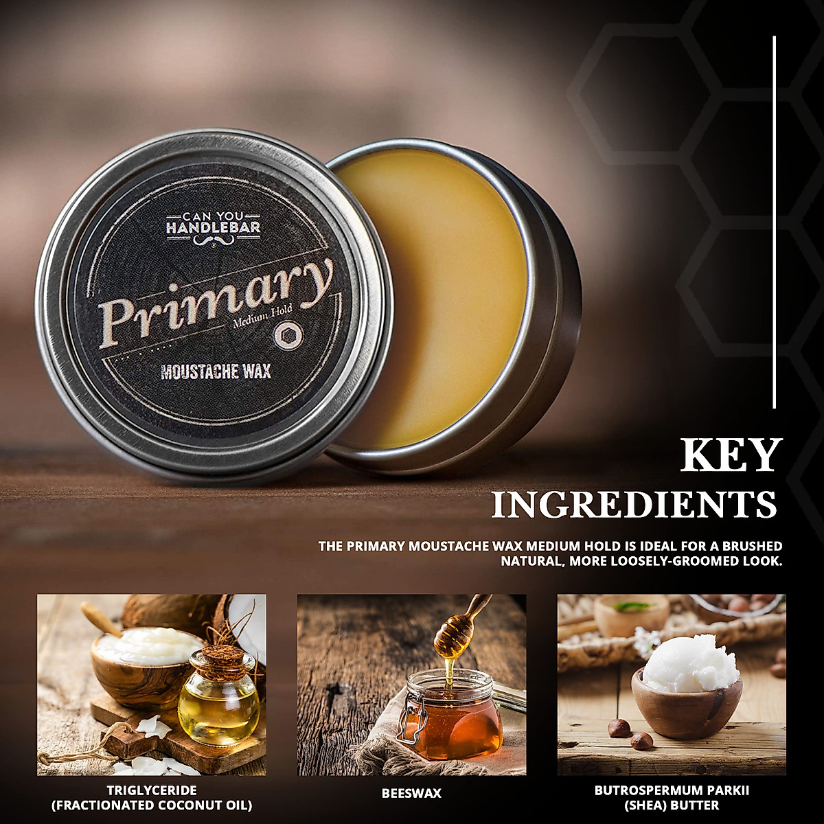 Can You Handlebar Moustache Wax for Men, Medium Hold Styling Balm, Unscented Natural Beeswax, Grooming Products, 1 oz Tin Each