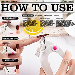 White Acrylic Nail Clipper, Dial Clippers with Sizer, Adjustable Nail Tip Cutter with Length Measurement, Stainless Steel Acrylic Nail Tips Trimmer for Fake False Nail Art Manicure Home DIY by GA&EN