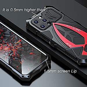 Lunivop Armor case Compatible with for iPhone 14 Pro Max Case 6.7 inch 2022 with Screen Protector Military Grade Metal Rugged Silicone 360° Full Shockproof Phone Case Cover Heavy Duty (Black red)