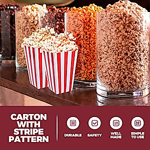 STOBOK Popcorn Boxes,Classic Popcorn Containers Paper Popcorn Buckets Carnival Red White Stripes Popcorn Bags Popcorn Tubs or Movie Night