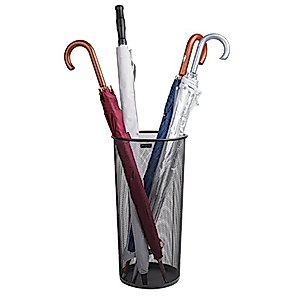 Mind Reader Umbrella Rack Stand For Canes Walking Sticks Umbrellas, Metal Mesh, Black