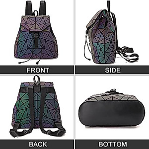 Lieseh Women's Geometric Holographic Glow Backpack Party Style Picks
