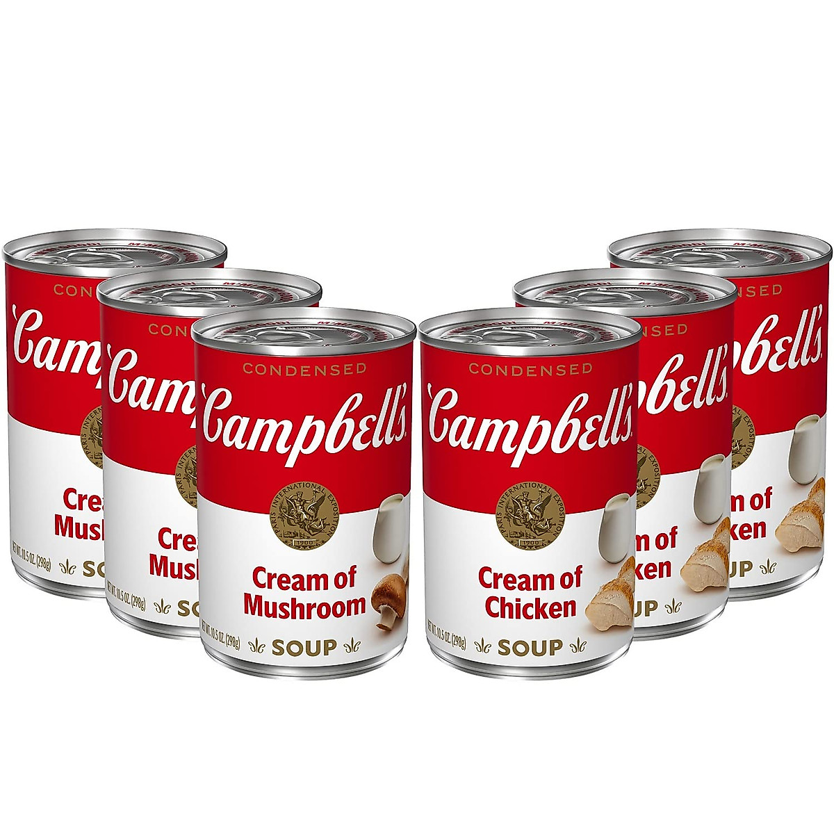 Campbell's Condensed Cream Soup Variety Pack, Cream of Chicken & Cream of Mushroom, 10.5 ounce cans (Pack of 6)