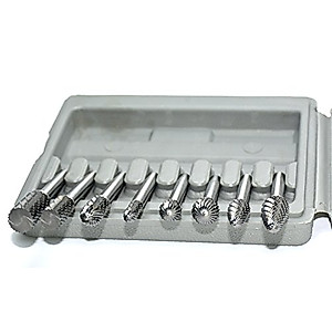 KOTVTM Carbide Burrs Set with 1/4 Inch Shank 8pcs Double Cut Rotary Burr File Drill Bits for Die Grinder Bits Metal Wood Carving, Engraving, Polishing, Drilling…