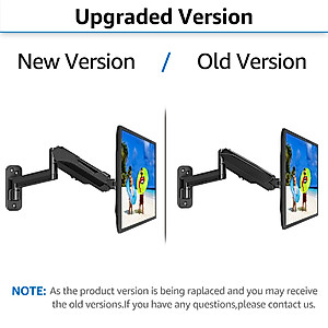 MOUNTUP Single Monitor Wall Mount for Max 32 Inch Computer Screen, Fully Adjustable Gas Spring Monitor Arm, Wall Mounted Monitor Holder Support 2.2-17.6lbs Display, VESA Bracket Fit 75x75mm, 100x100mm