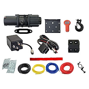 SuperATV Black Ops 3500 lb Winch with Winch Mounting Plate for 2011-2014 Polaris RZR XP 900 | 2012-2014 RZR XP 4 900 | 3/16" Steel Plating | Complete Polaris RZR Winch Kit Ready to Install!
