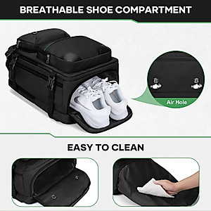 Maelstrom Travel Backpack for Men Women, 35L Carry on Backpack for Traveling on Airplane,with Belt Bag&Shoe Compartment,Waterproof Laptop Backpack fit 17”Laptop-Classic Black, Large