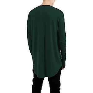 LILBETTER Mens Thumb Hole Cuffs Long Sleeve T-Shirt Basic Tee(Dark Green,Large)