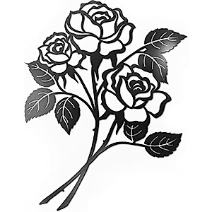 Vivegate Rose Wall Decor Black Metal Art - Rose Flower Wall Decor Black Metal Wall Decor for Living Room Giant Roses (Medium - 15"X11.5")