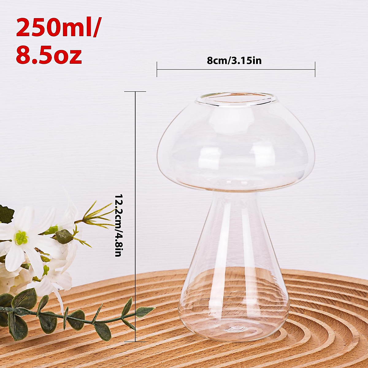 Moretoes 2pcs 8.5oz Mushroom Glasses, Cute Cocktail Glass Creative Martini Glasses Drinks Cup for Juice Wine Champagne (250ml)