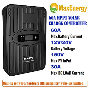 60 Amp MPPT Solar Charge Controller 12V 24V DC Input Negative Ground Max 150V Input Max Solar Panel Charger Controller LCD Backlight Solar Panel Regulator fit for Gel Sealed Flooded Lithium Battery