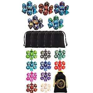 CiaraQ Polyhedral Dice Set with Black Pouches, Compatible with Dungeons and Dragons DND RPG MTG Table Games（105pcs）