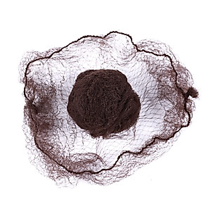 50 Pcs Hair Net 20 Inch Invisible Elastic Mesh Wig Hairnet for Bun Hair Making Food Service Workes (Bulk Packing,Dark Brown)