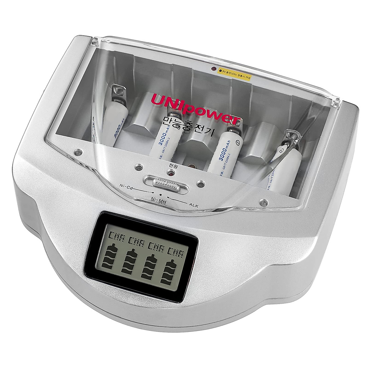 Nothers Alkaline Battery Charger,Universal Smart Battery Charger Compatible for AA, AAA, C, D, 9V Ni-MH Ni-CD Rechargeable Batteries and Alkaline Batteries,Charger with FCC & UL Certified, white