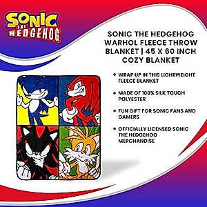 JUST FUNKY Sonic The Hedgehog Warhol Throw Blanket | 45 x 60 Inch Large Fleece Blanket