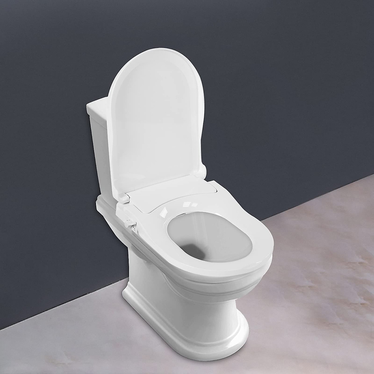 RIAHNEAH Non-Electric Bidet Toilet Seat, Fits Elongated Toilets, White, Dual Nozzle System - Bidet with Easy Installation