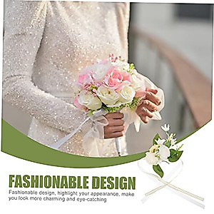 WATIIFUFU Corsage Wristlet 1 Set Wrist Flowers and Corsages Wedding Wrist Corsage Bridal Flower Bracelet Wedding Dress Accessories Bride Accessories Groom Boutonniere Bride Wristband