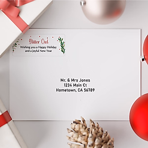 Personalized Christmas Address Labels Berry - Custom Holiday Return Address Labels, Set of 120 Mailing Labels Flat Sheet Rectangle Labels for Envelopes, Self Adhesive Stickers