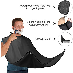 JFAN Men's Beard Bib Beard Hair Shaving Trimming Hair Cutting Cape Beard Catcher Suction Cups Home Salon