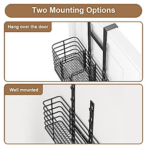 5-Tier Over The Door Bathroom Organizer - Hair Dryer Holder - Hair Tool Organizer Adjustable Height, DIY Bathroom Storage Shelf Wall Mounted for Flat/Curling Irons, Hair Straighteners, Skincare