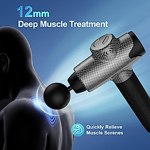 Muscle Massage Gun, Quiet Deep Tissue Percussion Back Neck Head Hammer Massager for Athletes, 30 Speed Level, LCD Touch Screen with 6 Heads, Hand Held Massager (Carbon)…