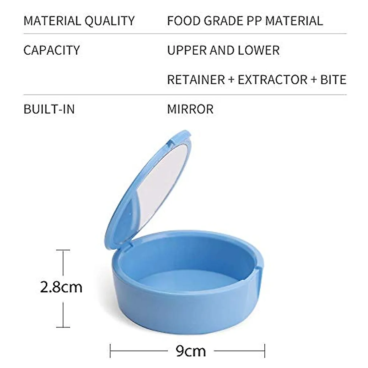 Y-Kelin 2 Pack Retainer Case with Mirror Retainer Container Partial Denture Storage Box (Light blue+White)