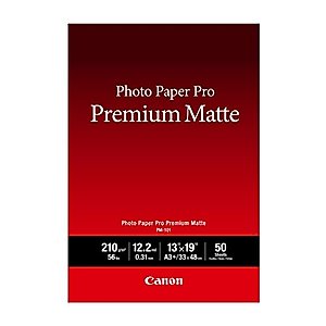 CanonInk Photo Paper, Pro Premium, Matte 13x19 (50 Sheets) (8657B010), White, A4